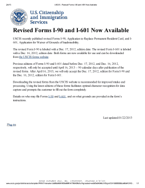 Fillable Online Revised Forms I-90 and I-601 Now Available Fax Email ...