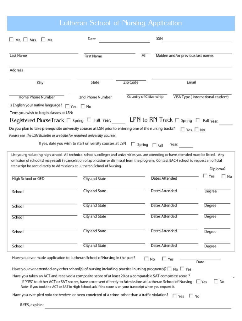 School Of Nursing Application Form 2023 - Printable Forms Free Online