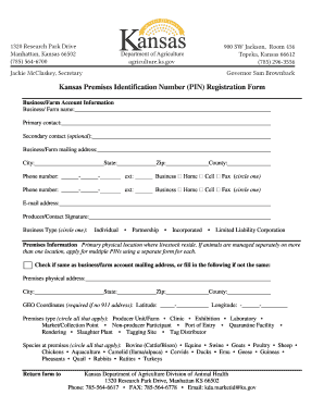 Fillable Online Kansas Premises Identification Number (PIN ...