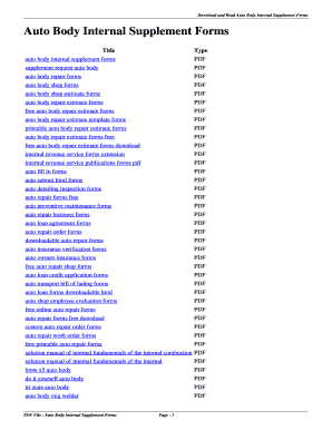 Fillable Online Auto Body Internal Supplement Forms. auto body internal ...