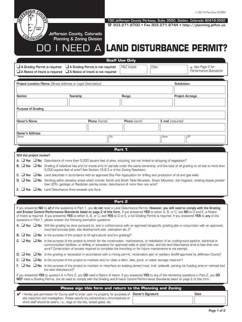 Fillable Online jeffco Do I need a Grading Permit? - Jefferson County ...