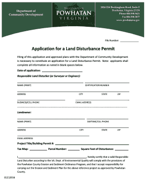 Fillable Online powhatanva E&S Land Disturbance Form (PDF) - Powhatan ...