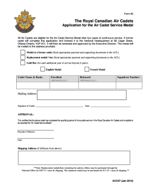 Fillable Online The Royal Canadian Air Cadets Application for the Air ...