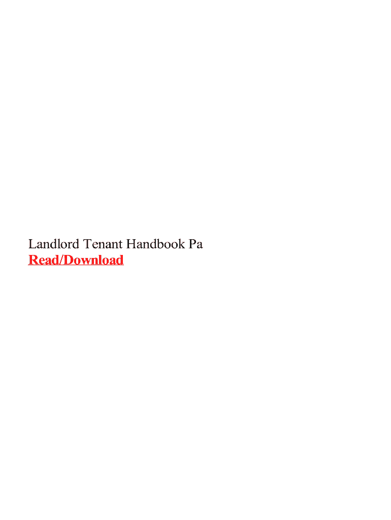 Fillable Online Landlord Tenant Handbook Pa Fax Email Print - pdfFiller
