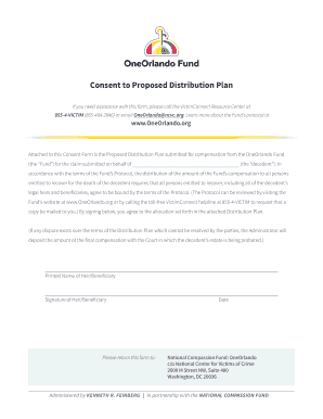 Fillable Online nationalcompassionfund Consent to Proposed Distribution ...