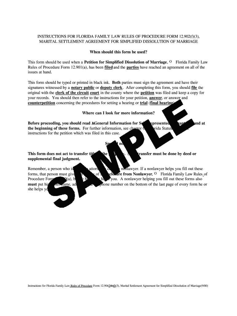 Fillable Online INSTRUCTIONS FOR FLORIDA FAMILY LAW RULES OF PROCEDURE ... Fax Email Print ...