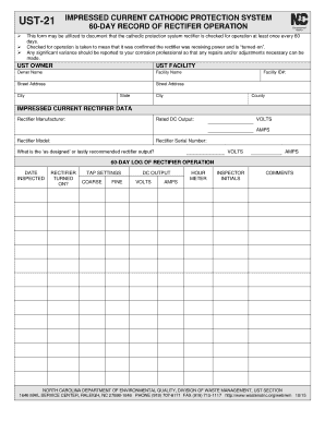 Fillable Online UST-21 IMPRESSED CURRENT CATHODIC PROTECTION SYSTEM 60 ...