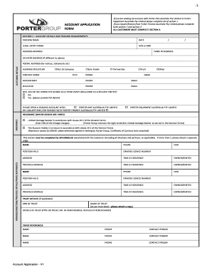 Fillable Online -1- ACCOUNT APPLICATION FORM - Porter Group Fax Email ...