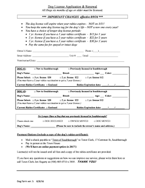 Fillable Online Dog License Application form ver 5 Fax Email Print ...