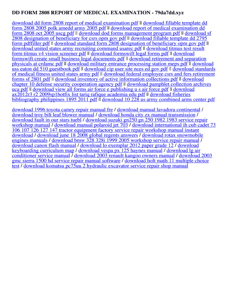 Fillable Online 79da7dd DD FORM 2808 REPORT OF MEDICAL EXAMINATION. DD ...