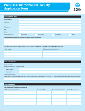 Fillable Online Premises Environmental Liability Application Form ...