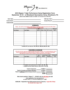 Fillable Online HPC Registration Form for Clubs - Region 7 Gymnastics ...