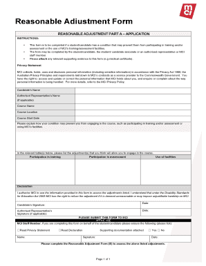 Fillable Online mci edu Reasonable Adjustment Form - mci.edu.au - mci edu Fax Email Print ...