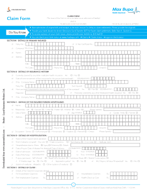 Fillable Online Download max-bupa Health-Assurance claim-form. Download ...