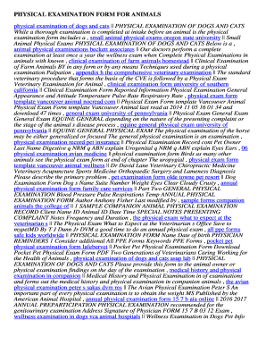 Fillable Online physical examination form for animals. physical ...