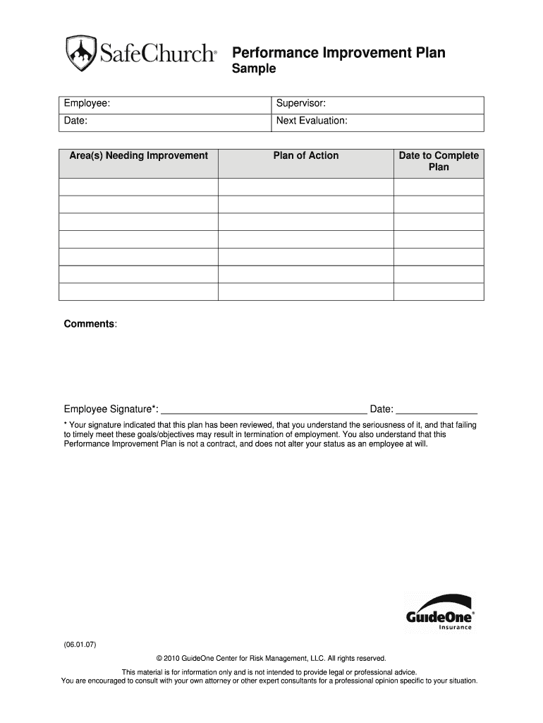 Fillable Online Performance Improvement Plan Sample Fax Email Print ...