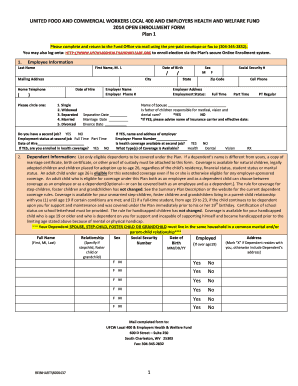 Fillable Online ufcwl400healthandwelfare UNITED FOOD AND COMMERCIAL ...
