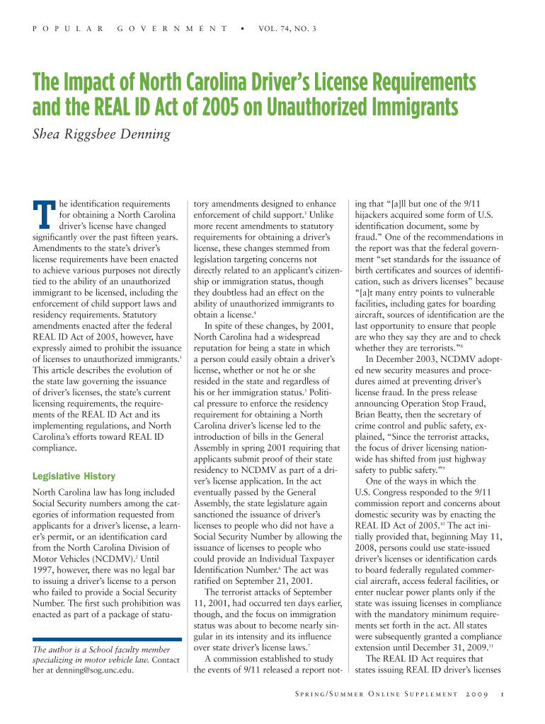 Fillable Online The Impact of North Carolina Drivers License ...