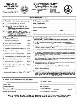 Fillable Online Request for Motor Vehicle Records - NH.gov Fax Email ...