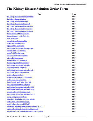 Fillable Online newsmagz The Kidney Disease Solution Order Form. the ...
