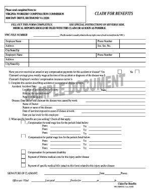 Fillable Online claim for benefits - S3 amazonaws com Fax Email Print - pdfFiller