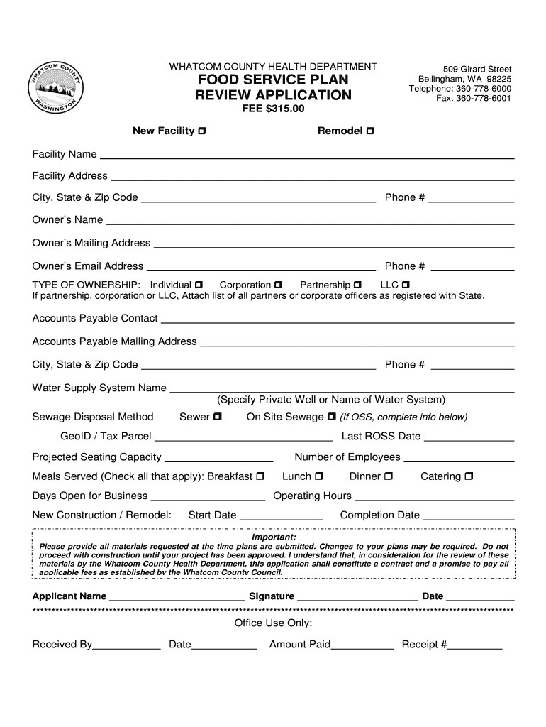 Fillable Online whatcomcounty GUIDELINES FOR CATERING OPERATIONS - Whatcom County Fax Email ...