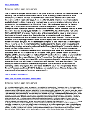 Fillable Online Employee incident report memo sample Fax Email Print ...