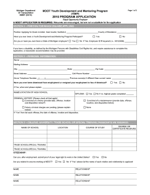 Fillable Online mdot youth development and mentoring program ...