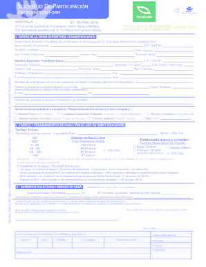 Fillable Online FIMMA 14 - Solicitud Espa ol Fax Email Print - pdfFiller