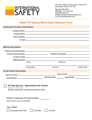 Fillable Online Mask Fit Testing Work Order Request Form ...