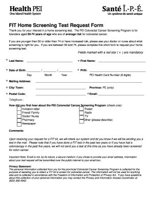 Fillable Online gov pe FIT Home Screening Test Request Form Fax Email ...