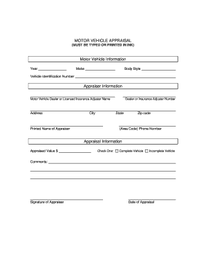 Fillable Online txdmv MOTOR VEHICLE APPRAISAL - txdmv Fax Email Print ...