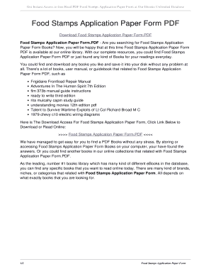 Fillable Online Food Stamps Application Paper Form PDF. food stamps ...