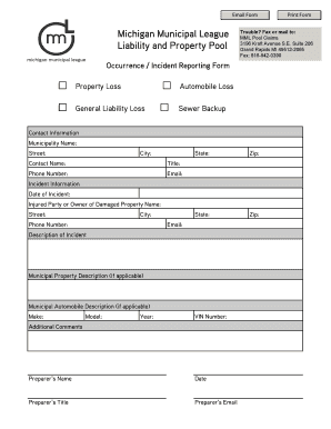 Fillable Online mml Pool Claim Form - Michigan Municipal League - mml ...