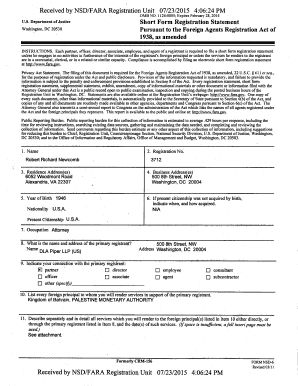Fillable Online u.s. Department of justice Short Form Registration ...