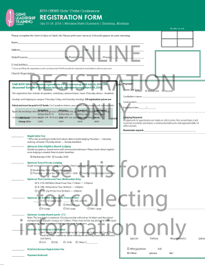 Fillable Online 2016 GEMS Girls Clubs Conference GEMS REGISTRATION FORM ...