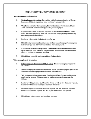 Fillable Online EMPLOYEE TERMINATION GUIDELINES - goowatc.com Fax Email ...
