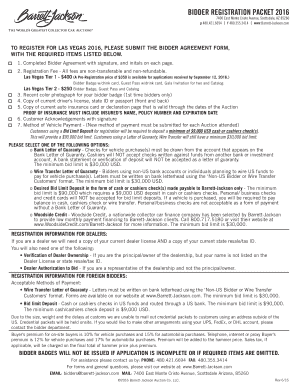 Fillable Online BARRETT-JACKSON BIDDER REGISTRATION PACKET 2016. BARRETT-JACKSON BIDDER ...
