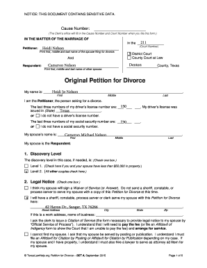 Fillable Online Original Petition for Divorce - s3.amazonaws.com Fax ...