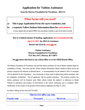 Fillable Online Application for Tuition Assistance What forms will you ...