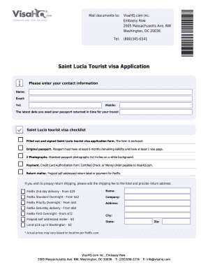 Fillable Online Saint Lucia Visa Application for Citizens of Pakistan ...