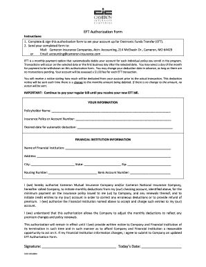 Fillable Online EFT Authorization Form Signature: Today's Date ...