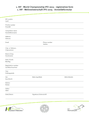 Fillable Online hovawartklubben 1. IHF - World Championship IPO 2015 ...