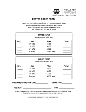 Fillable Online POSTER ORDER FORM - Blackboard Learn Fax Email Print - pdfFiller