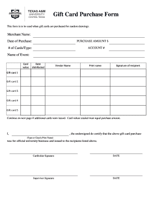 Fillable Online Gift Card Purchase Form - Blackboard Inc. Fax Email ...