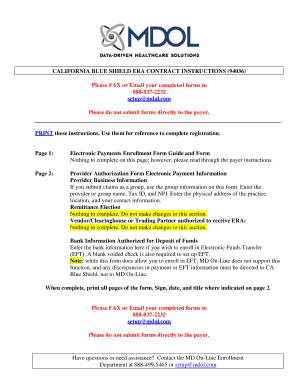 Fillable Online CALIFORNIA BLUE SHIELD ERA CONTRACT ... - mdol.com Fax ...