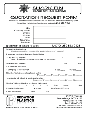 Fillable Online QUOTATION REQUEST FORM - Redwood Plastics Fax Email ...