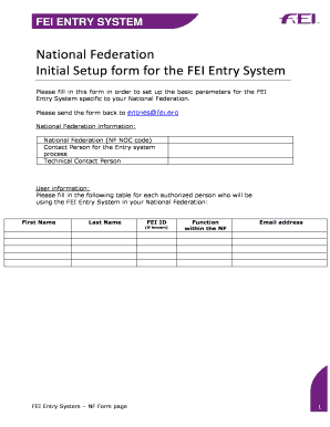 Fillable Online inside fei National Federation Initial Setup form for ...