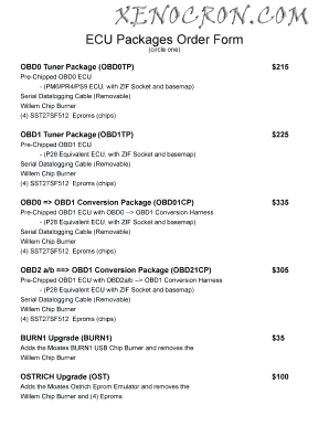 Fillable Online ECU Packages Order Form - Xenocron Fax Email Print ...