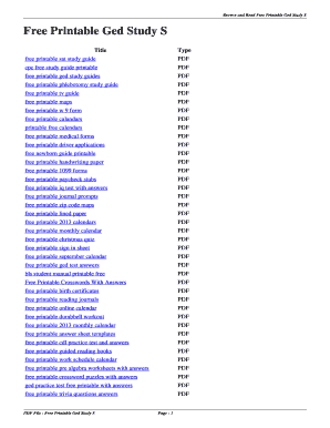 Fillable Online Free Printable Ged Study S. free printable ged study s Fax Email Print - pdfFiller